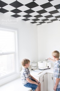 Checkered Ceiling In Kitchen {Tutorial} - Stacy Risenmay